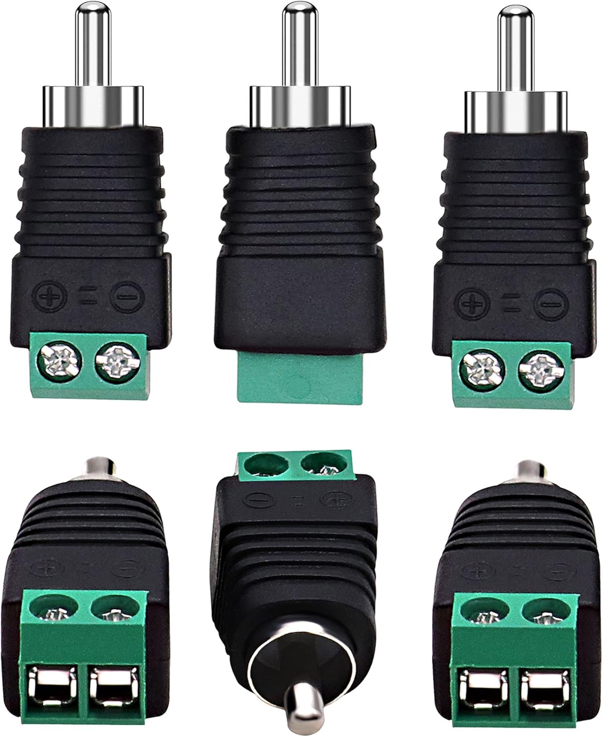 Niewalda RCA to AV Screw Terminal Adapter, 6pcs RCA Plugs Male, RCA ...