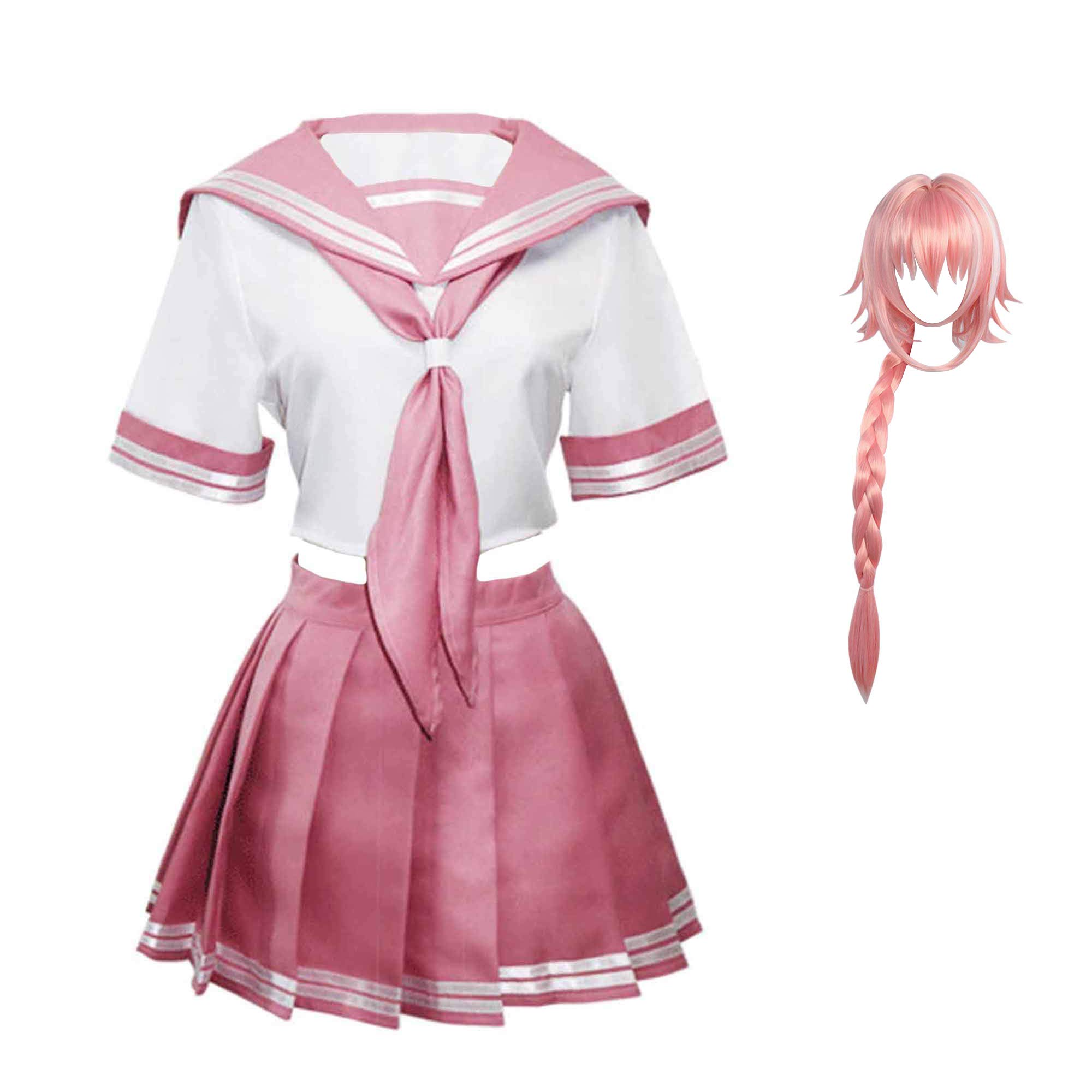 Buy Qingge Astolfo Cosplay Costume e/Apocrypha School Uniform Pink ...