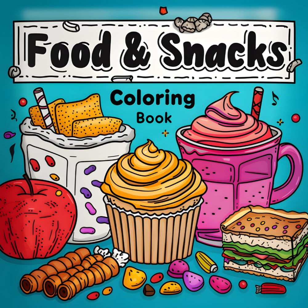 Food & Snacks Coloring book: Delectable Food & Snack Coloring Fun. Book ...
