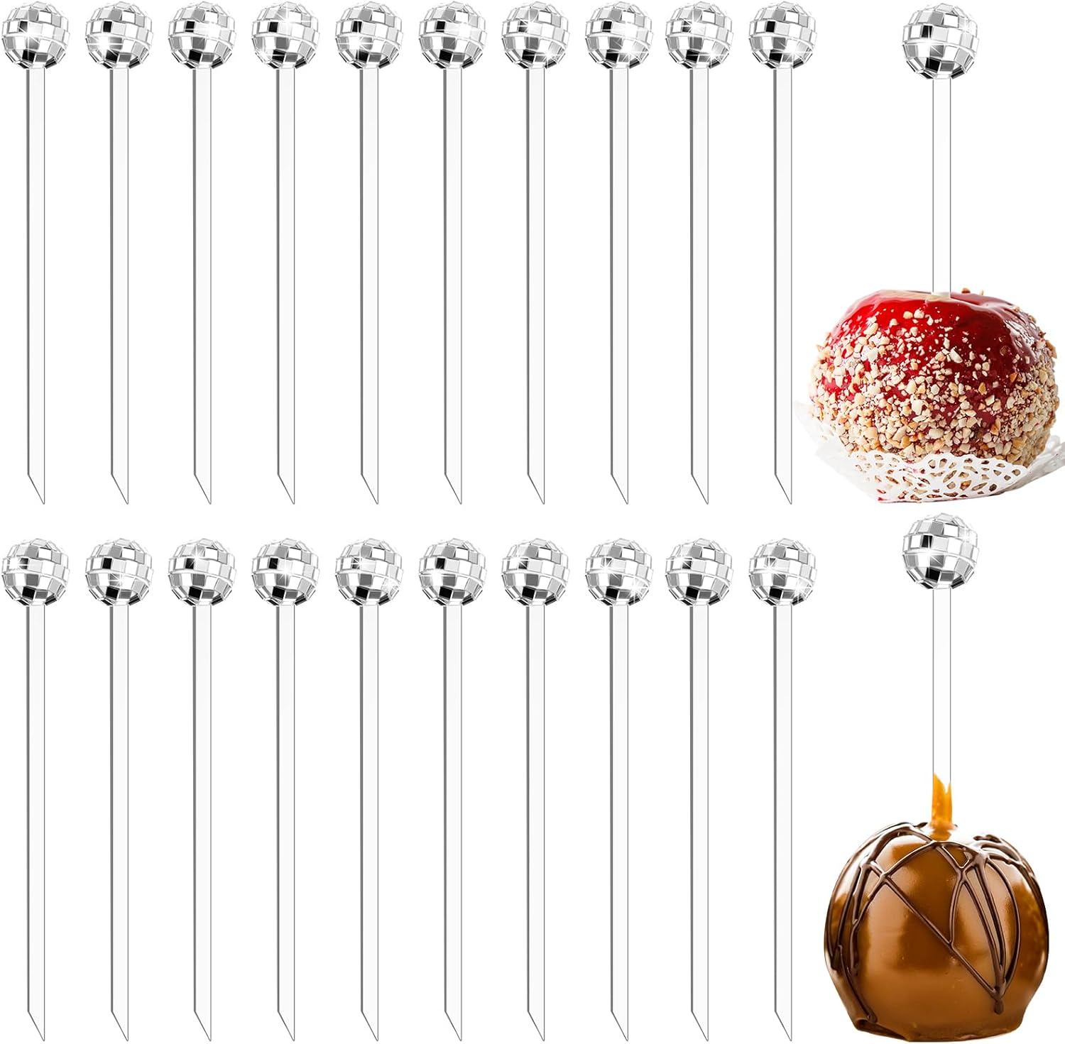 Amazon.com: Henoyso 24 Pieces Disco Balls Candy Apple Sticks Disco ...