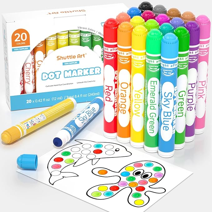 Shuttle Art Bingo Dabber Pens, 20 Colours Dot Markers for Toddlers ...