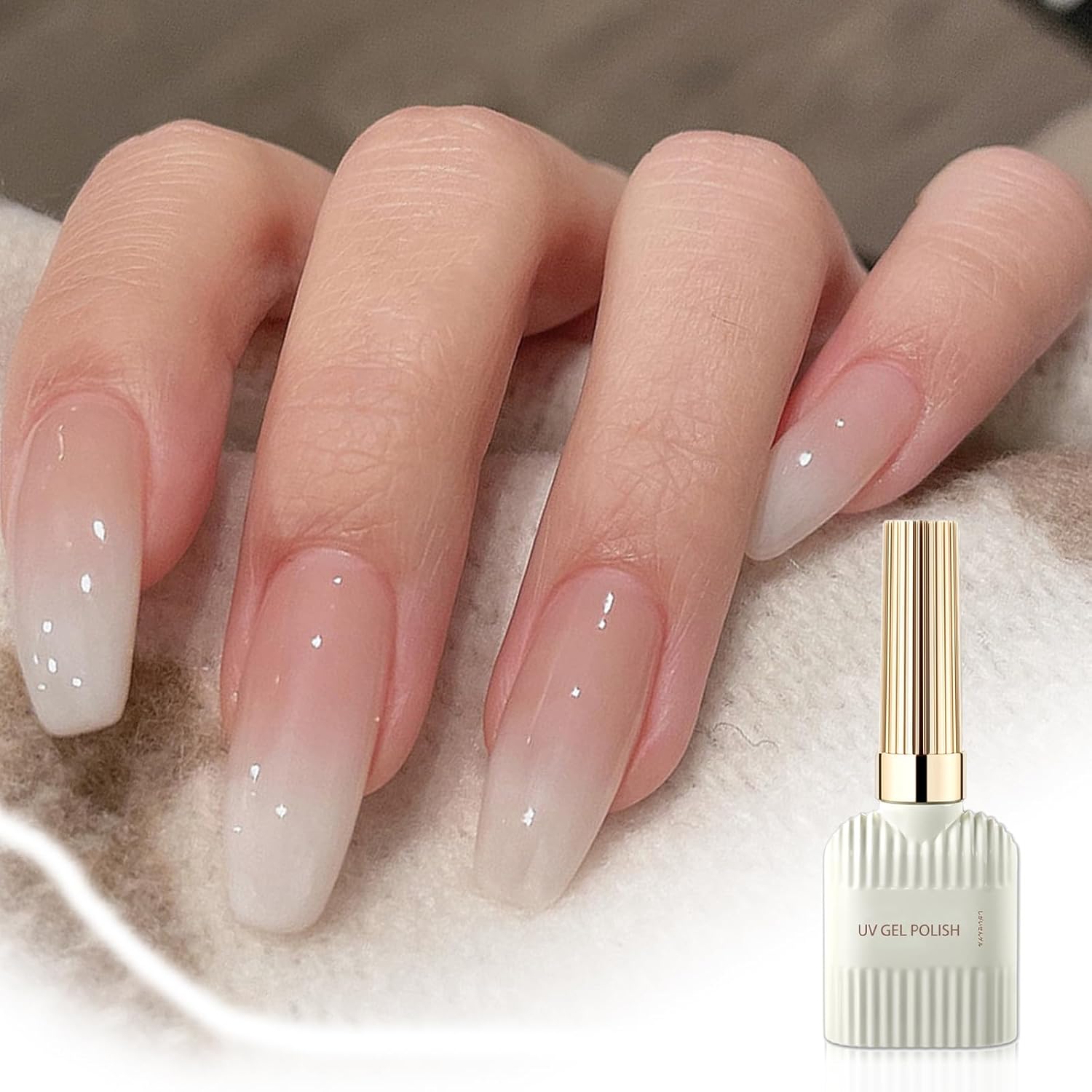 Milky White UV Soak-Off Gel Polish, 15ML Translucent Builder for Nude ...