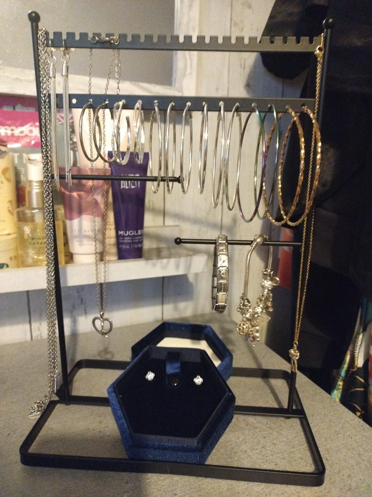 pickpiff Jewellery Stand, 32cm Tall Sturdy Metal, 4 Bar Jewellery ...