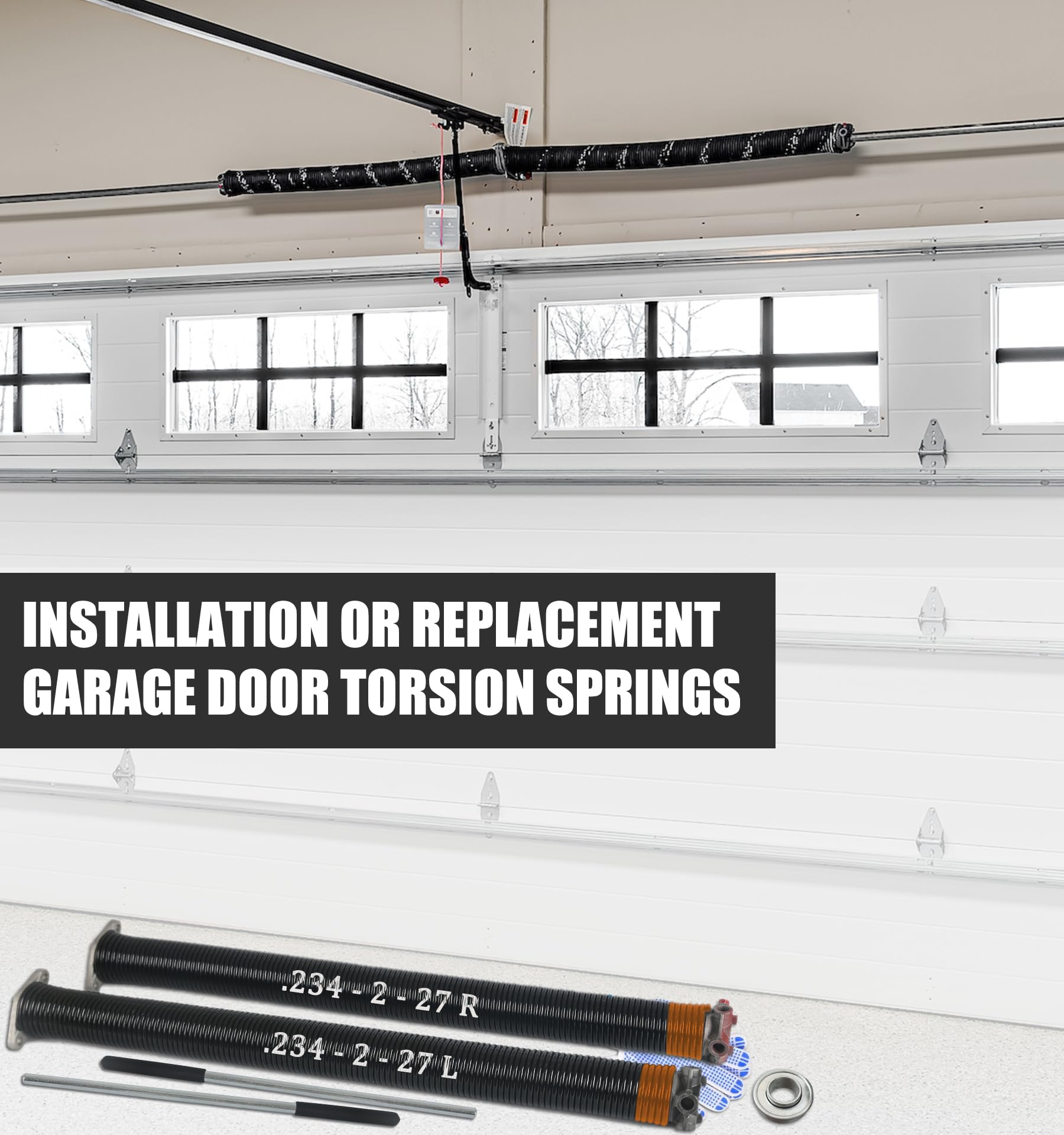 Garage Door Torsion Spring Set, Pair of 2" Electrophoresis Coated ...