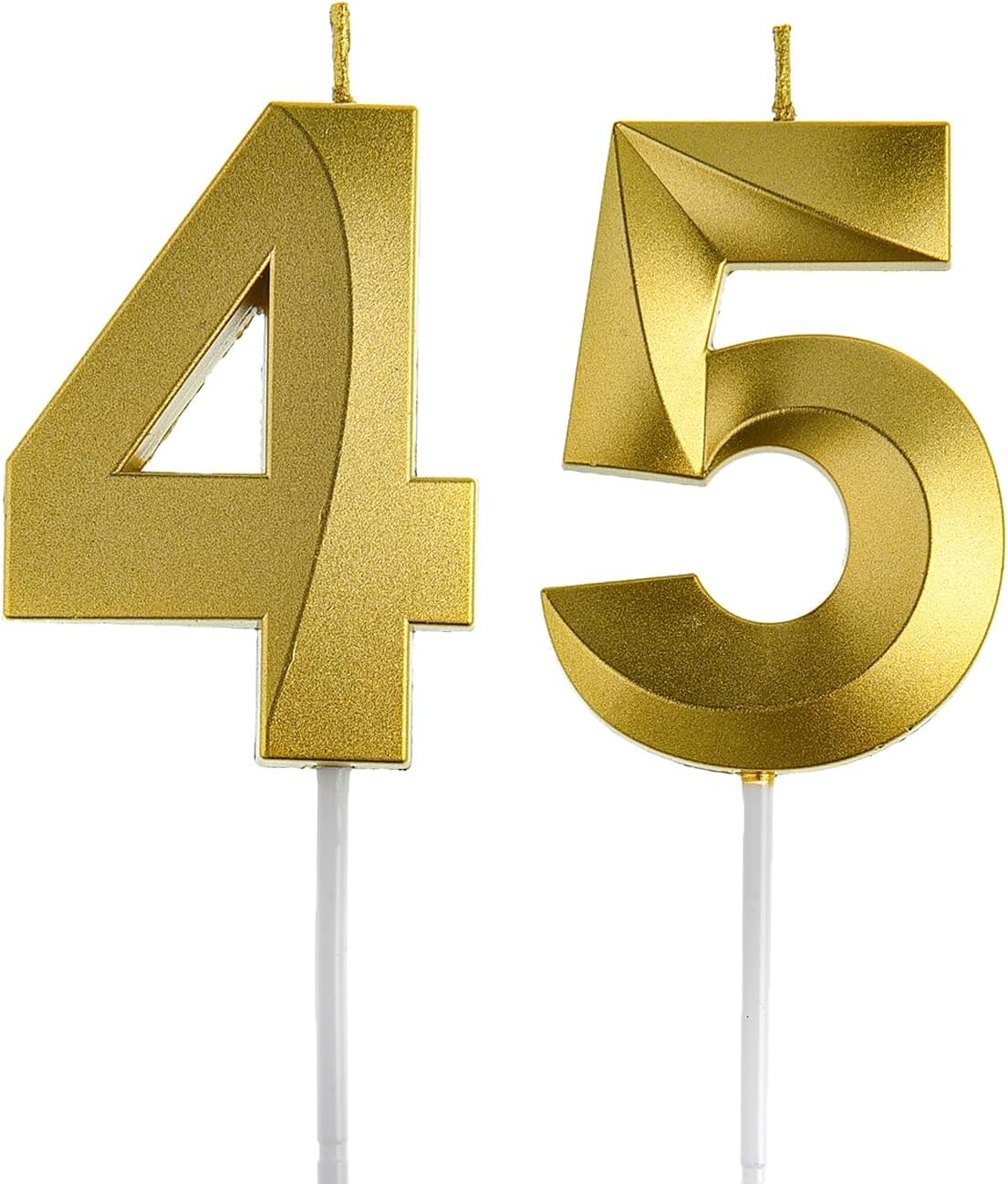 Amazon.com: Gold 45 & 54 Birthday Candles, 45th & 54th Cake Toppers for ...