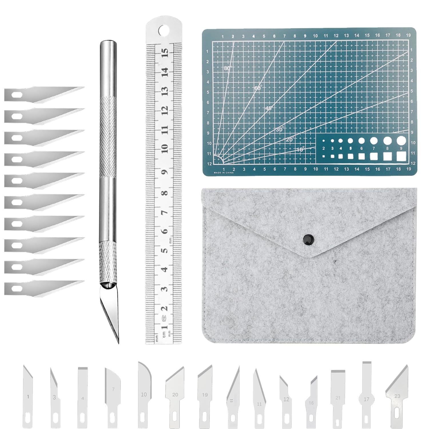 Precision Craft Cutting Tools Knife Set - PVC Cutting Mat, Steel Ruler ...