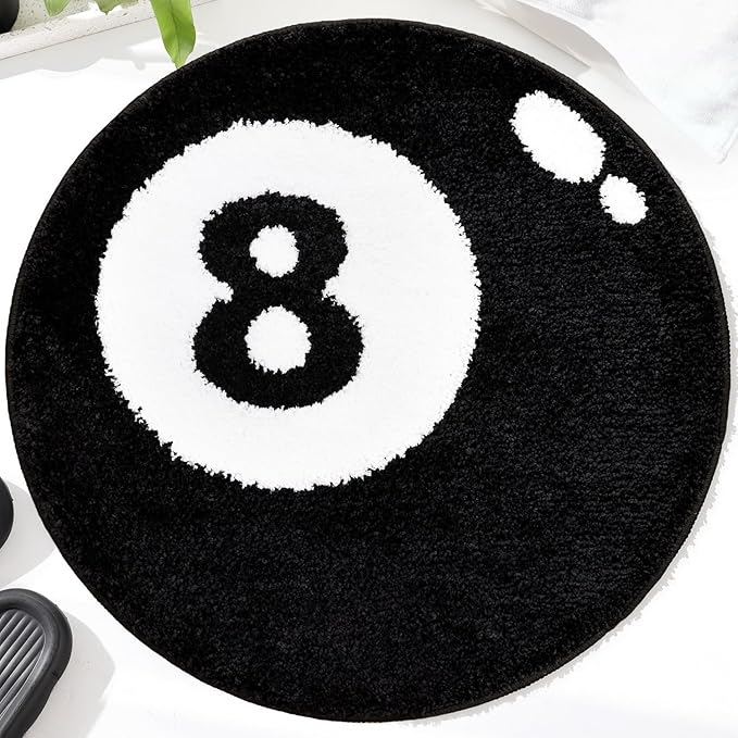 Amazon.com: Panstar 24" Black and White 8 Ball Area Rug, Non Slip ...