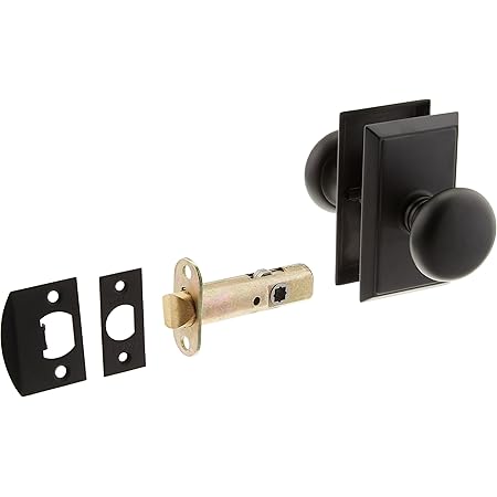 Providence Door Set with Round Brass Knobs Privacy in Matte Black. Doorsets. - Doorknobs ...