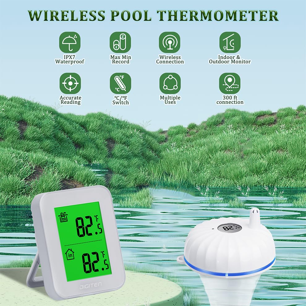 SENSTREE Swimming Pool Thermometer, Wireless Floating Pool Thermometer ...