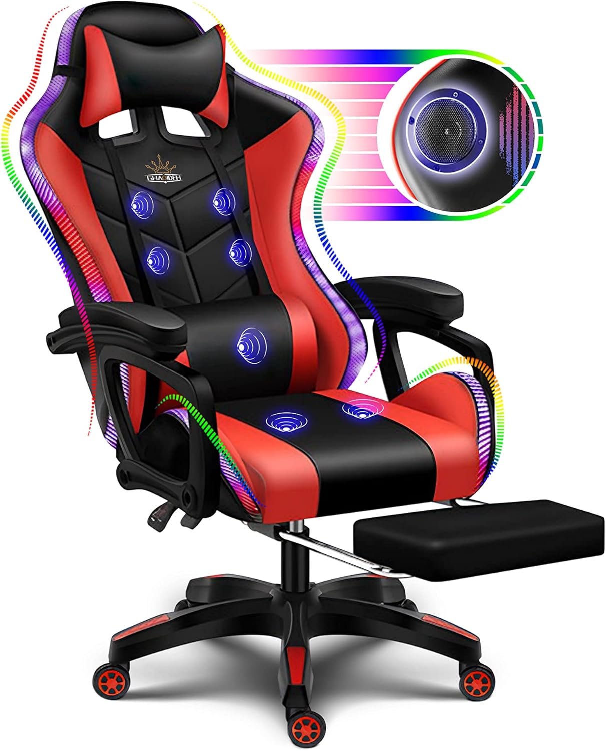 Amazon.com: RGB Gaming Chair with Massage and Footrest, Ergonomic Pro ...