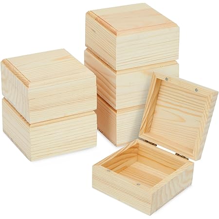 Amazon.com: Unfinished Wood Square Box Set of 5 Unpainted Wooden ...