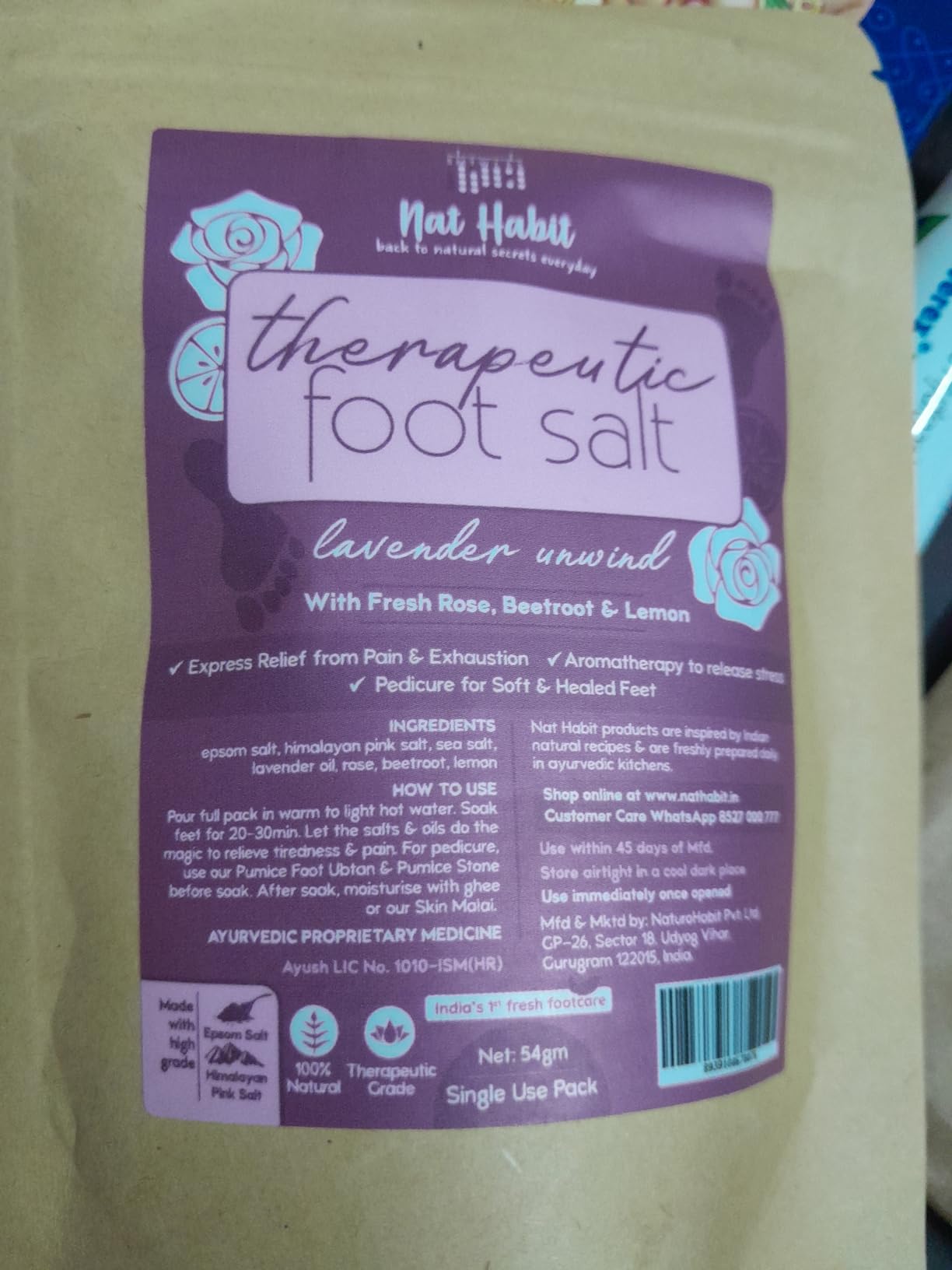 Nat Habit Fresh Cedar Lift Foot Salt, Therapeutic Grade Epsom Salt ...
