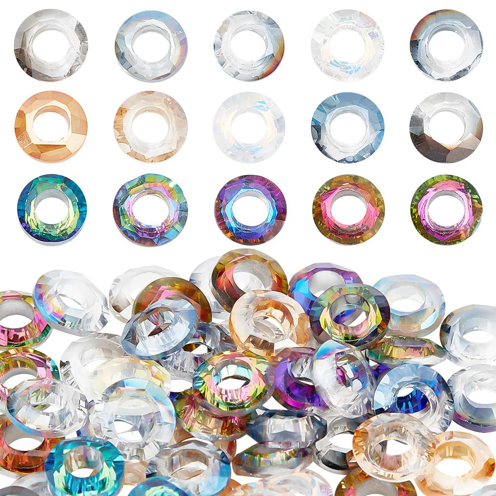 Amazon.com: PH PandaHall 60pcs Circle Crystal Beads, 15 Colors Ring ...
