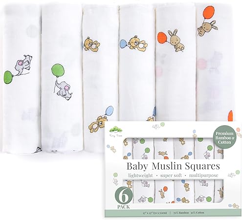 Tiny Trees Baby Muslin Cloths, 6 Pack 70cm x 70cm – Extra Soft Cotton ...