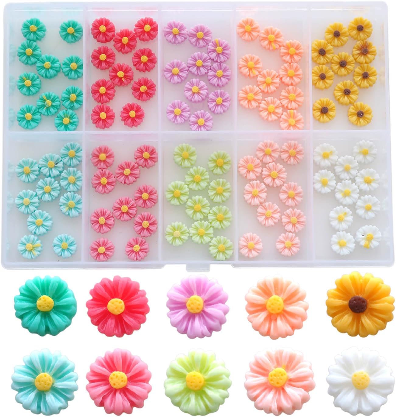 Amazon.com: Youmeizer 100PCS Mini Colorful Artificial Resin Daisy Craft ...
