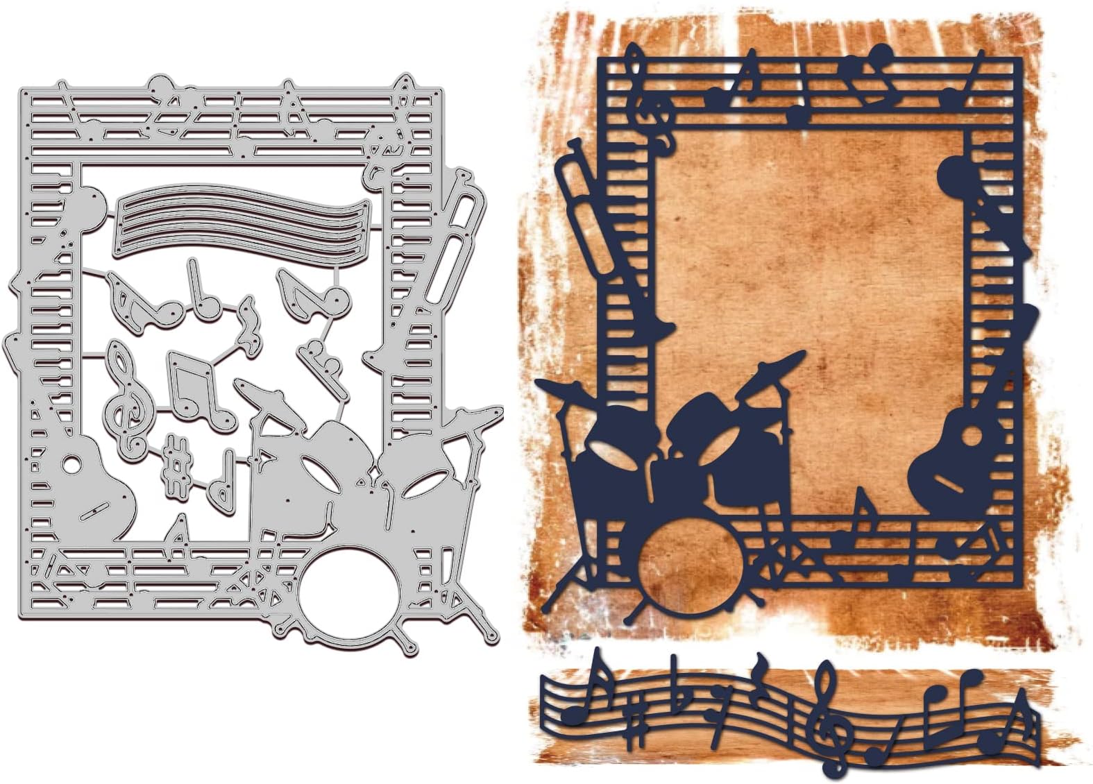 GLOBLELAND Music Note Frame Cutting Dies Metal Drum Guitar Staves ...
