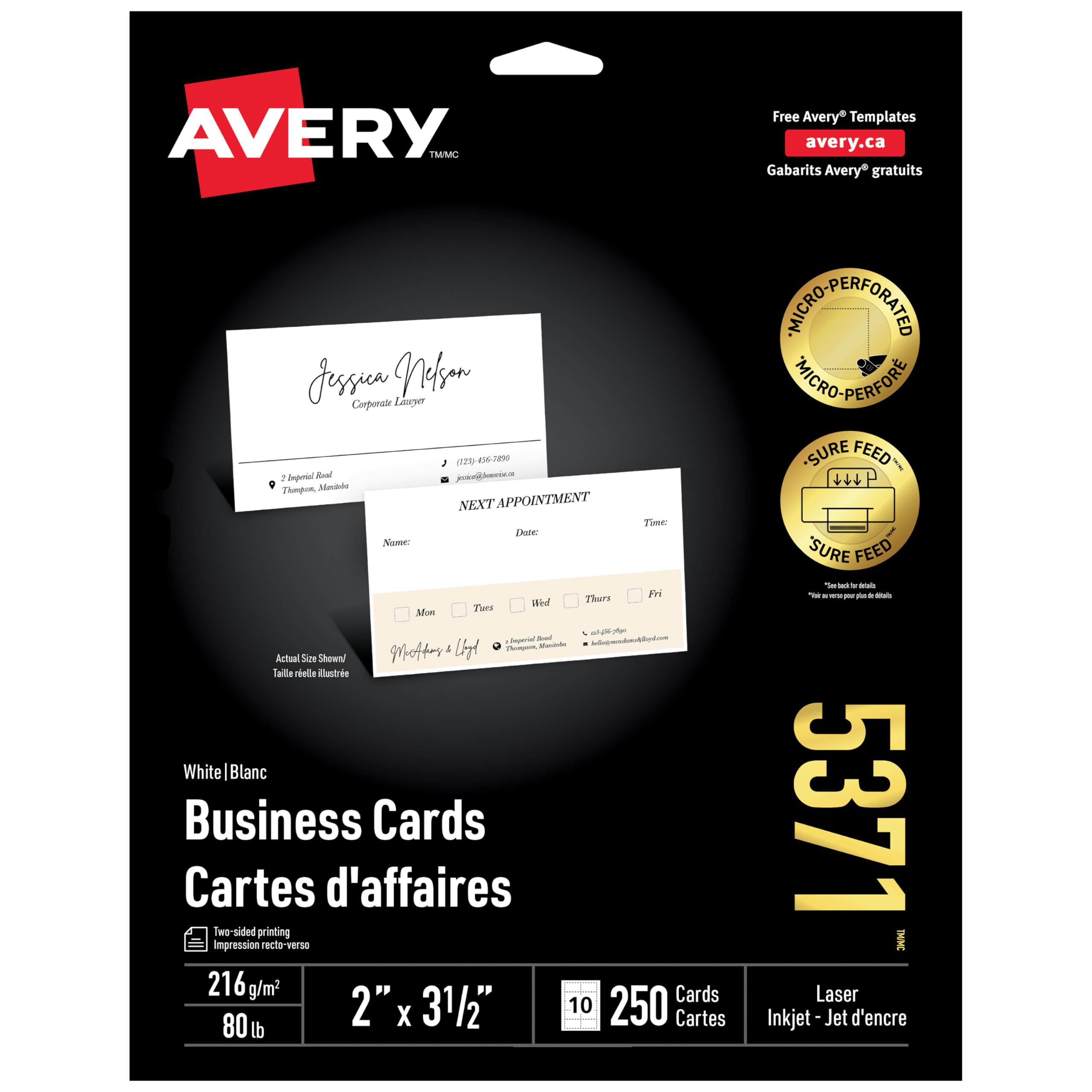 Avery 5371 Blank Template Avery Printable Microperforated Business