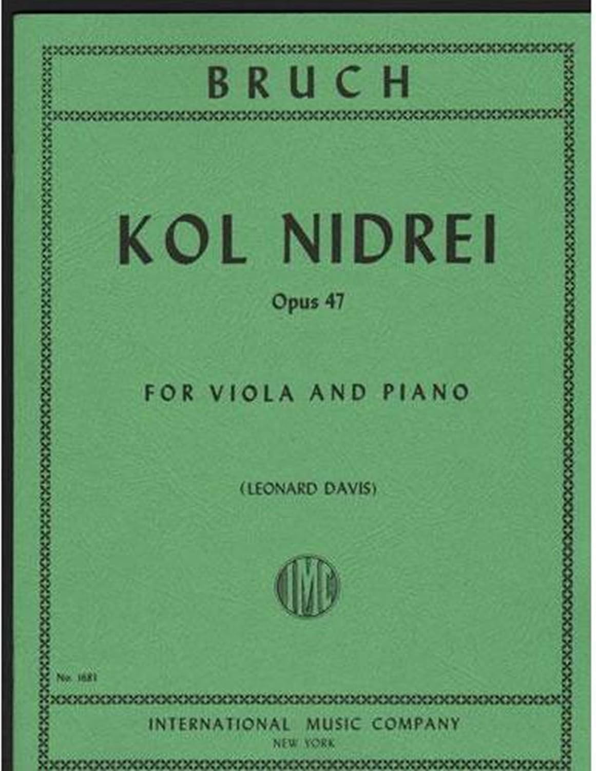 Bruch, Max - Kol Nidre Op 47 for Viola and Piano - Arranged by Davis ...
