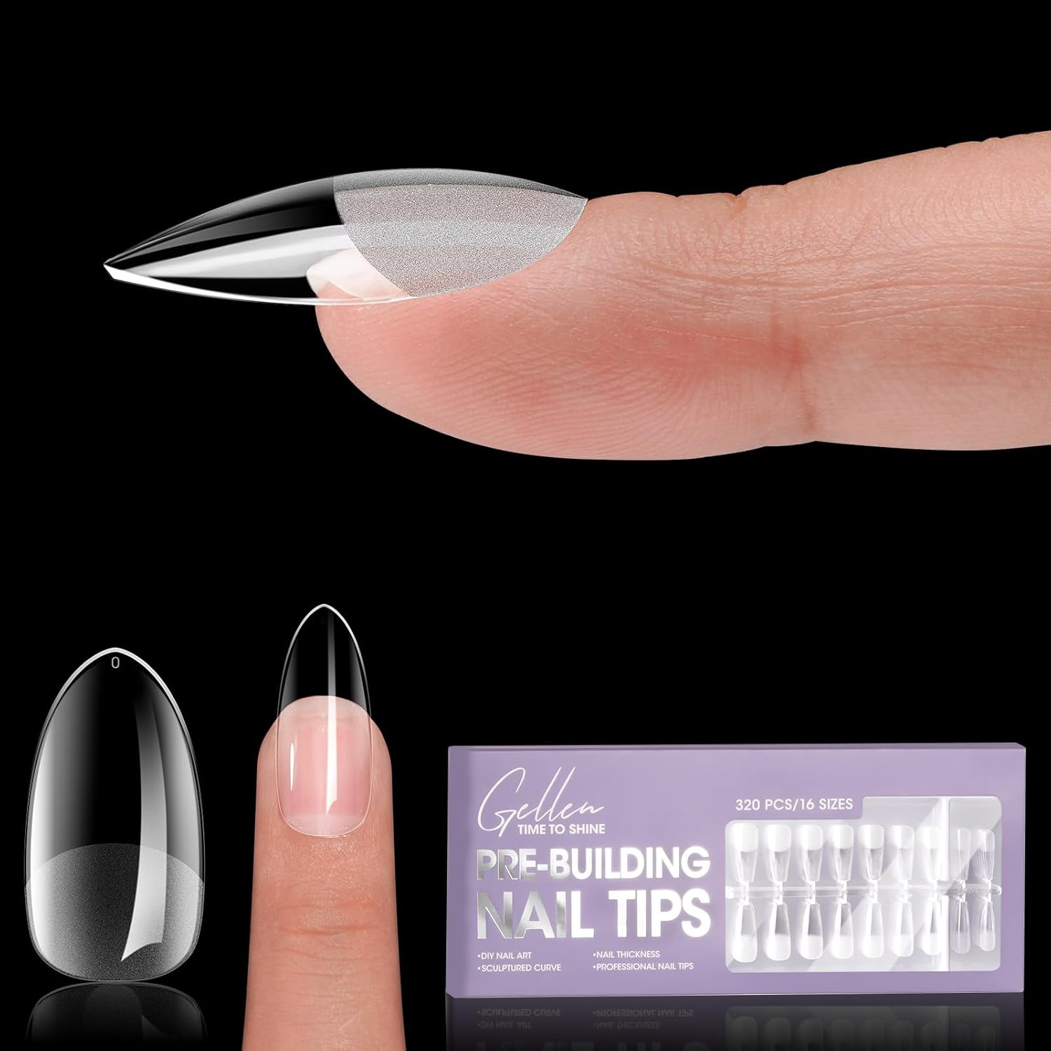 Amazon.com: Gellen Tipex Pre-building Nail Tips, 320pcs Built-in Apex ...