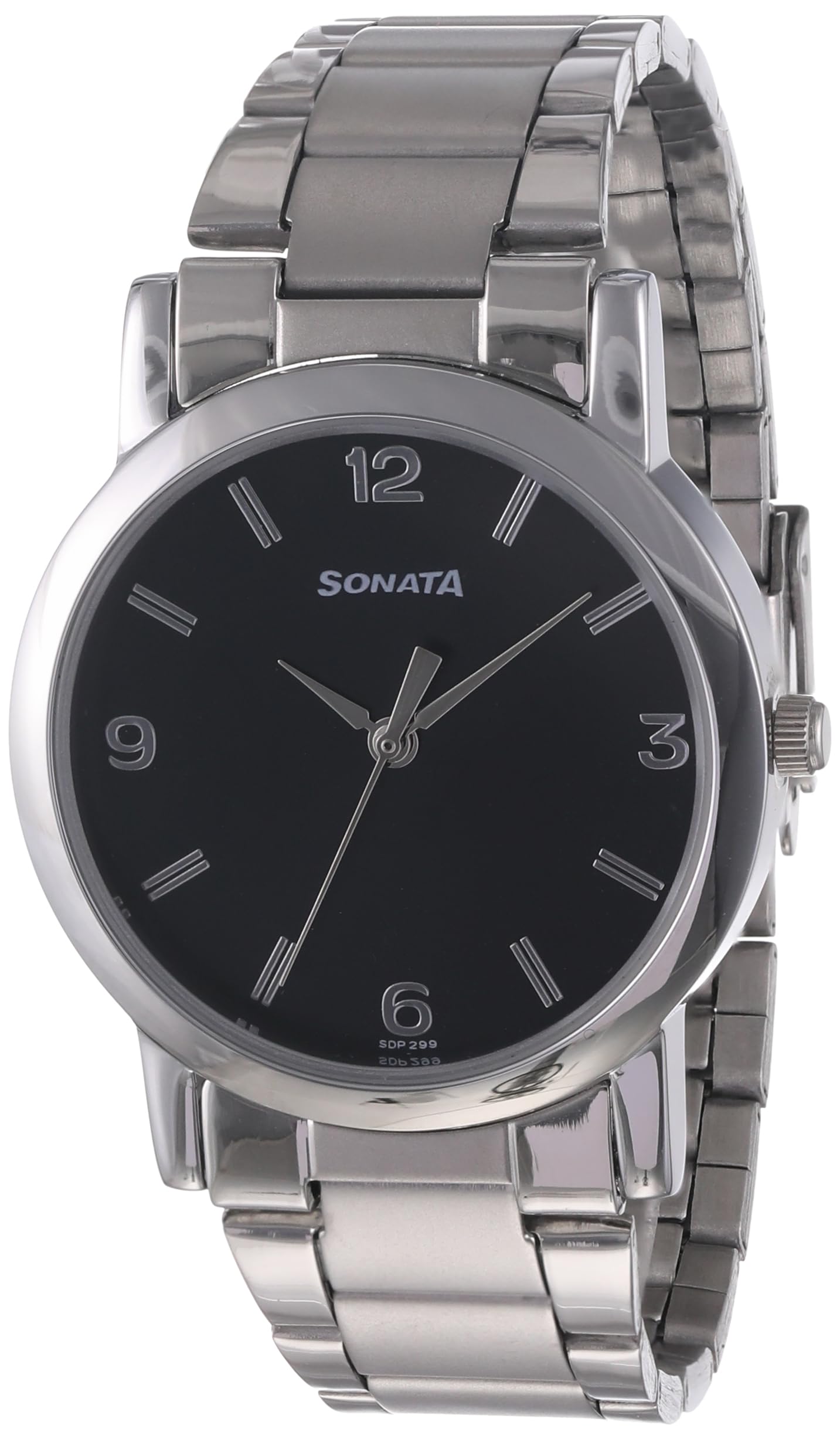 Buy Sonata Classic Quartz Analog Black Dial Silver Stainless Steel ...