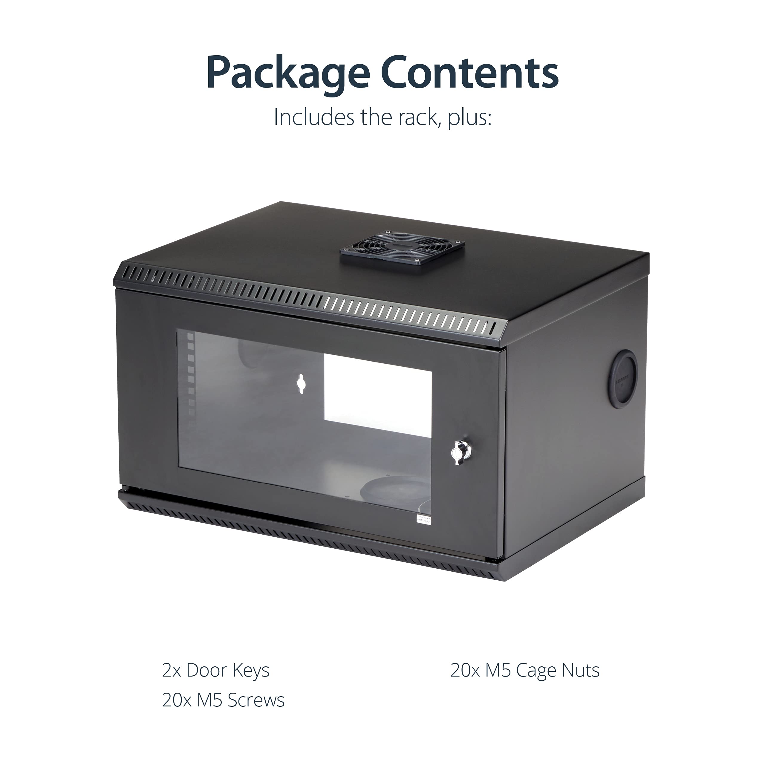 StarTech.com 6U Wall Mount Network Cabinet w/ Lockable Door and Fan for ...