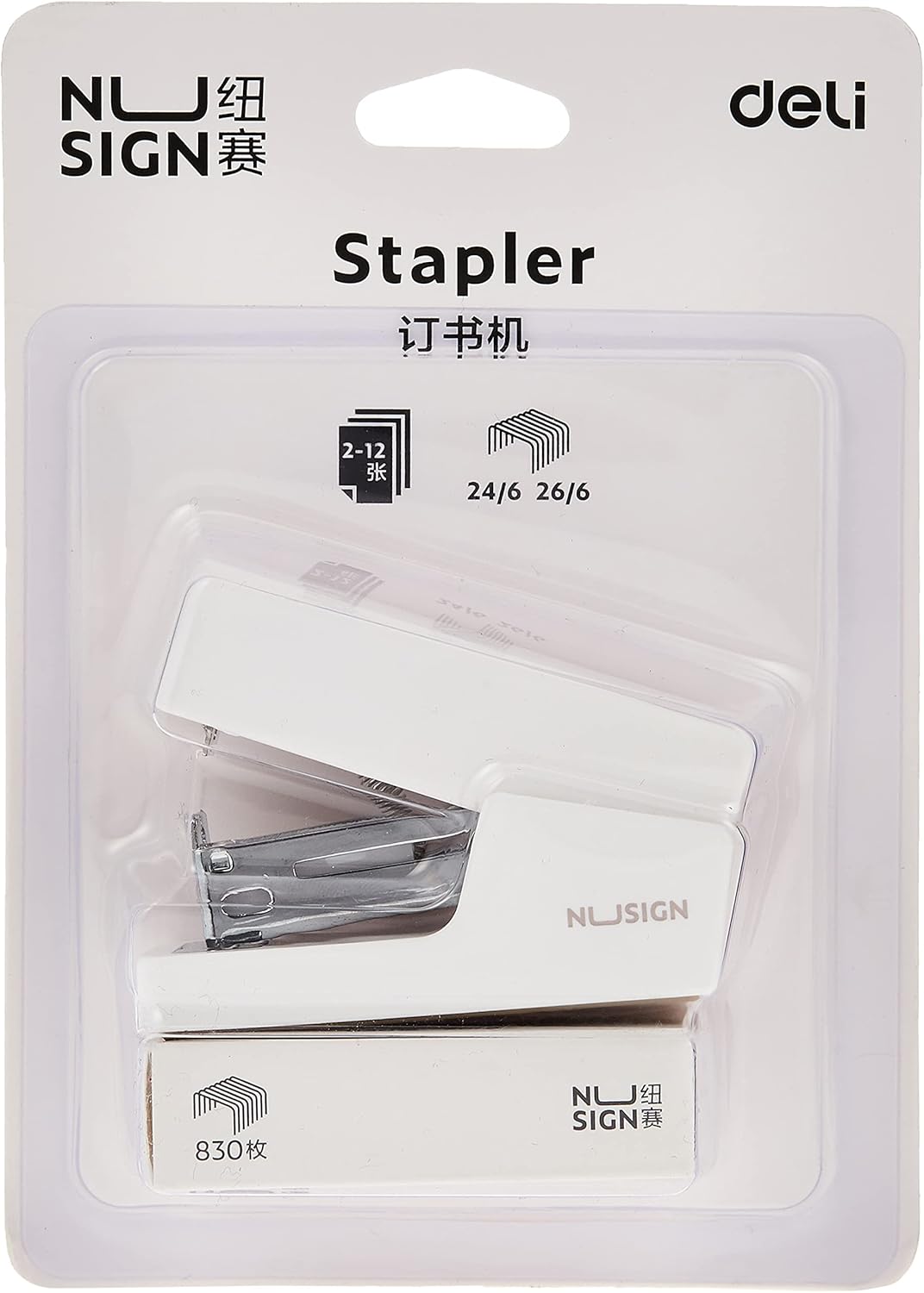 Nusign 24/6 & 26/6 12 Sheets Stapler, White : Amazon.ae: Office Products
