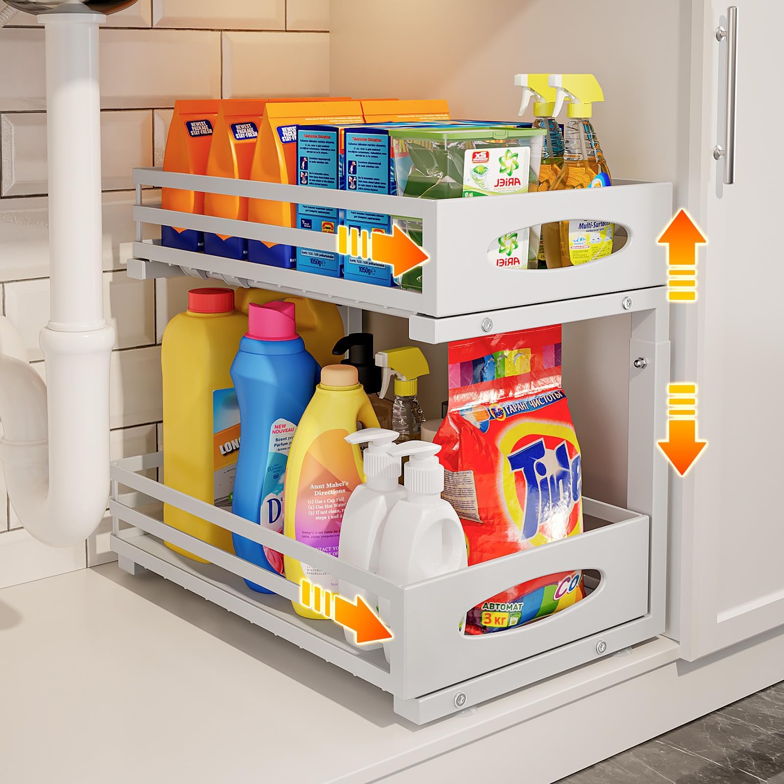 Amazon.com: mixeshop Under Sink Organizer, Pull Out Cabinet Organizers ...