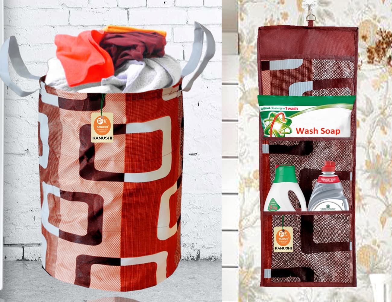 KANUSHI Industries® Designer Laundry Bag+ 1 Pc Wall Hanging Magazine ...