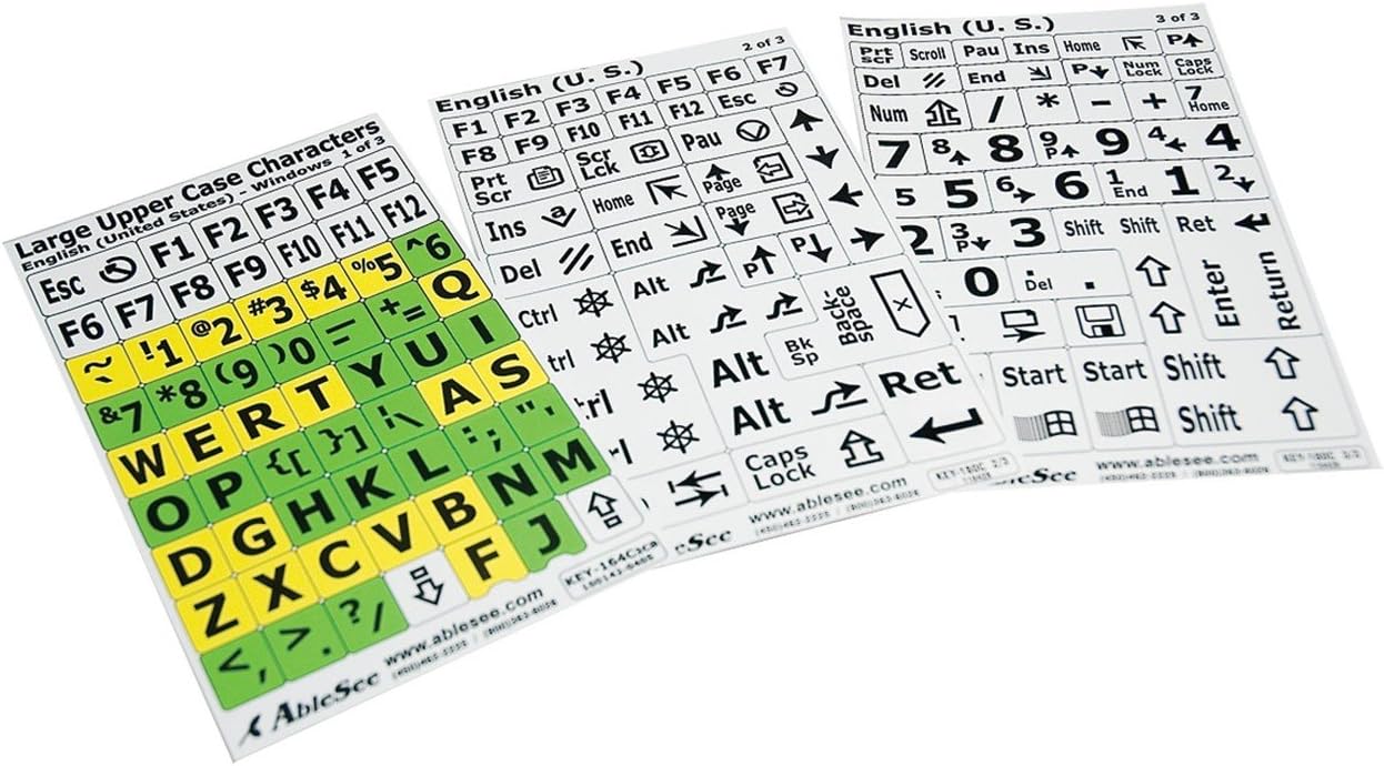 Amazon.com: Computer Keyboard Labels - Black on White, Yellow, Green ...