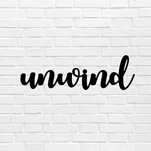 Amazon.com: Unwind Word Art Sign Calligraphy Metal Sign Simple Iron ...