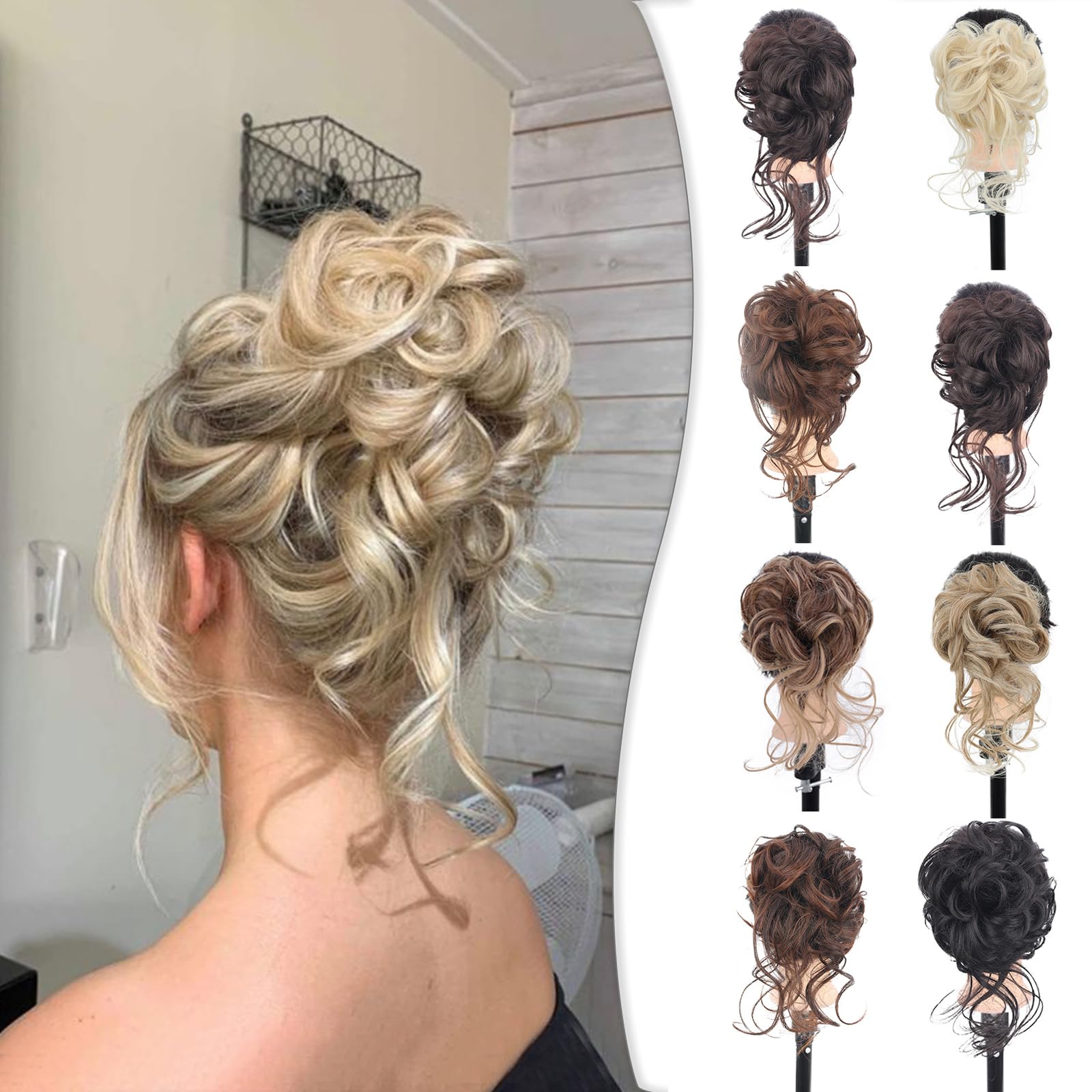 Amazon.com : CINHOO Curly Messy Bun Hair Piece for Updos with Claw Clip ...