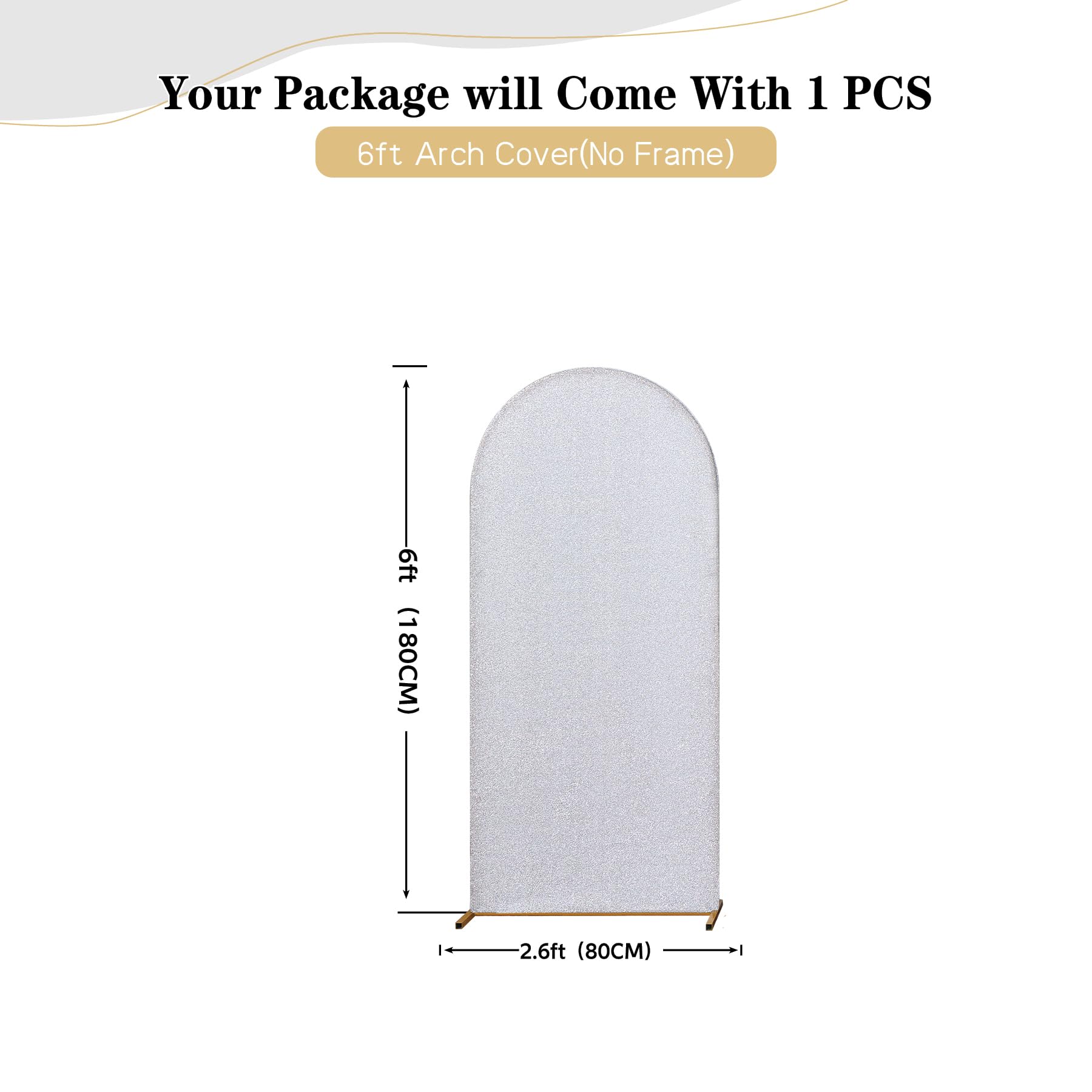 Snapklik.com : 6ft Glitter Silver Arch Backdrop Cover, Wrinkle Free ...
