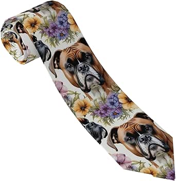 Amazon.com: Mens Neckties Tie Boxer Dog Florals Novelty Neck Ties For ...