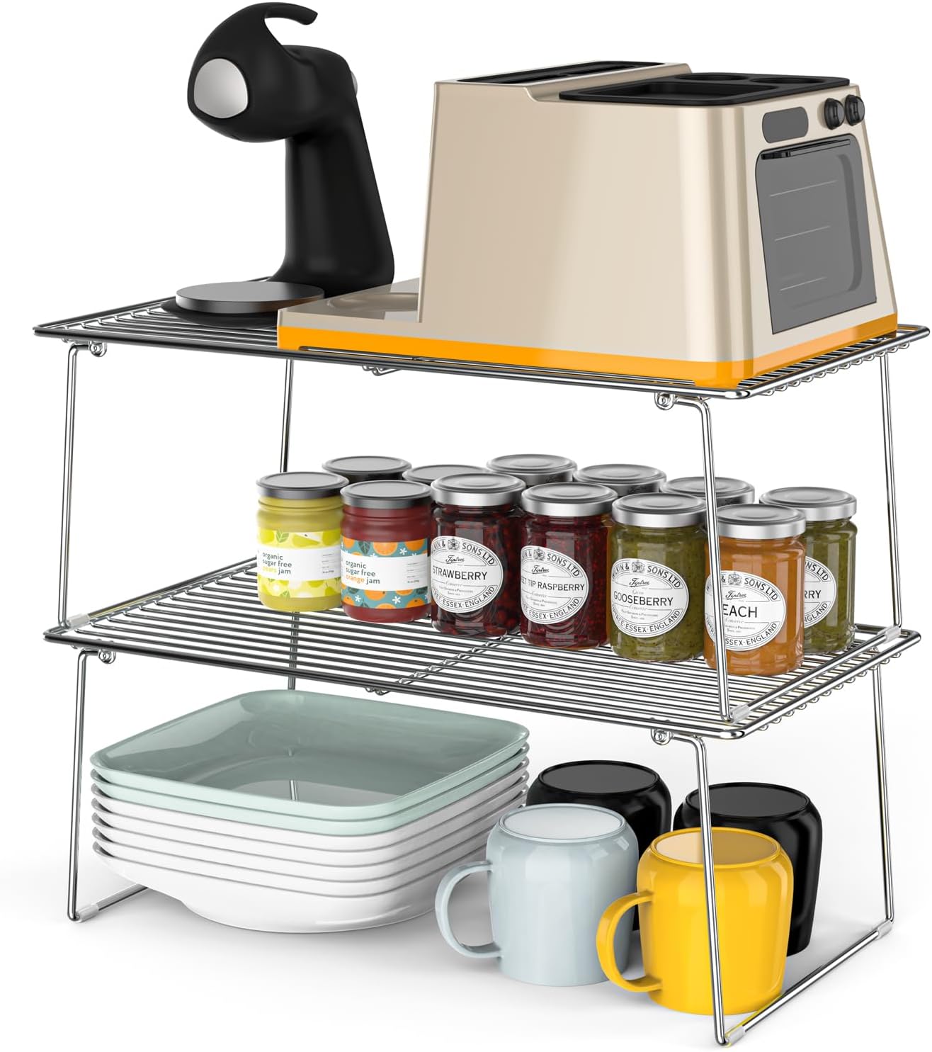 Amazon.com: Homneat Cabinet Shelf Organizers 2 Pack, Foldable 16"Lx9 ...