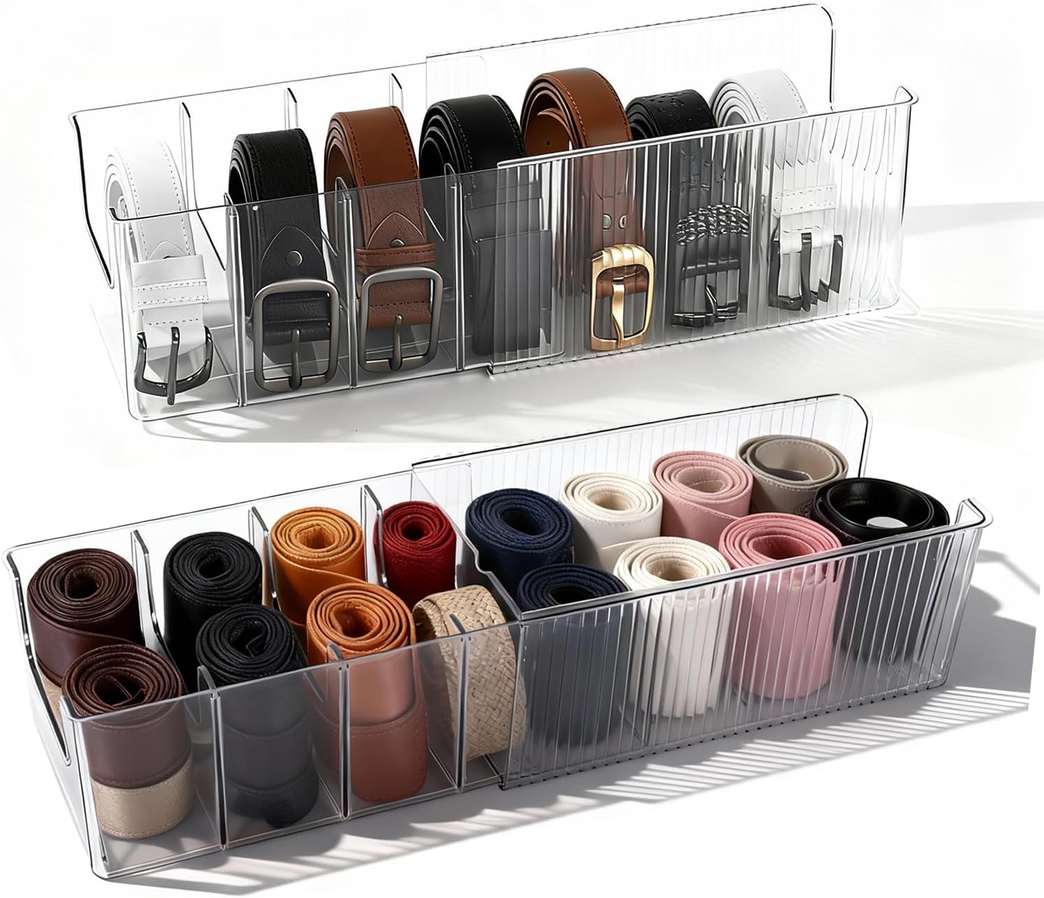 Amazon.com: HZJYW Belt Storage 2-piece Set with Transparent Belt Rack ...