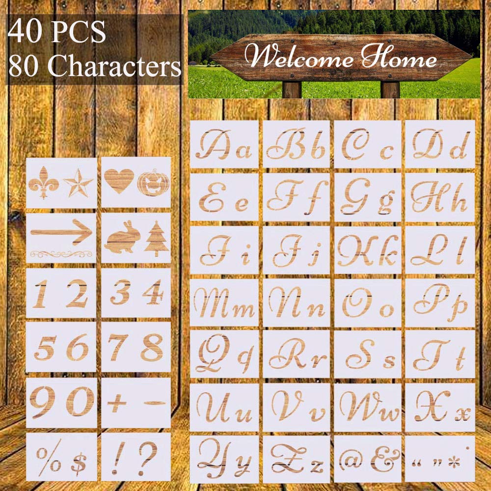Buy ManYee 80 Designs Letter Stencils for Painting on Wood Large ...