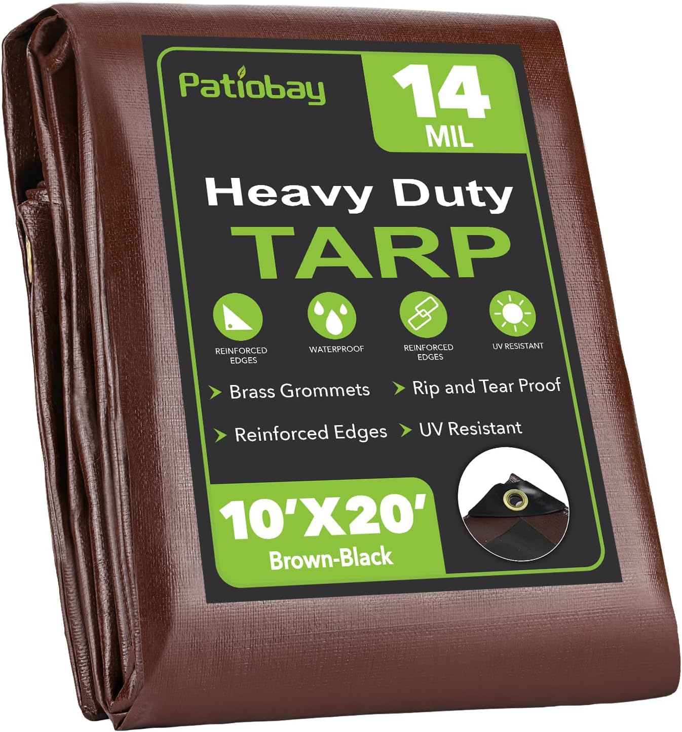 Amazon.com: Patiobay Tarp 10x20FT, 14 Mil Large Tarp, Tarps Heavy Duty ...