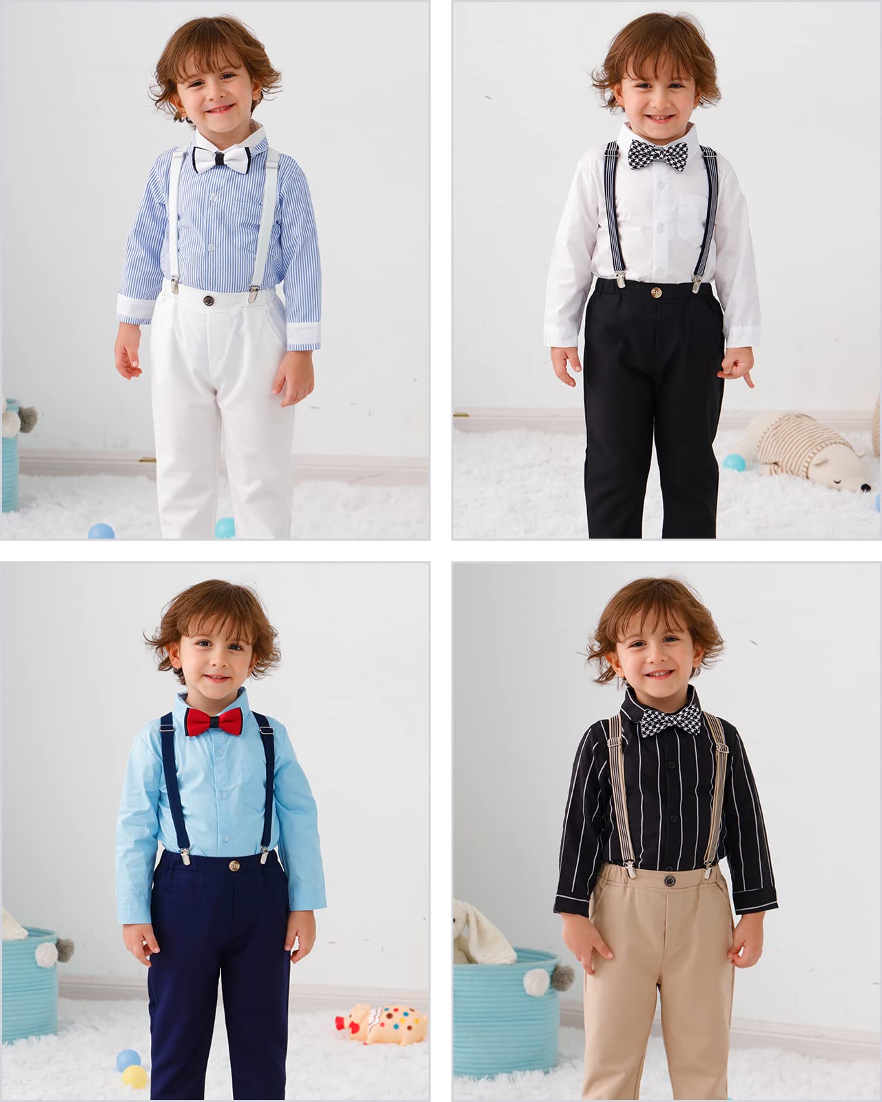 Snapklik.com : HOSUKKO Boy Dress Outfit, Long Sleeve Dress Shirt ...