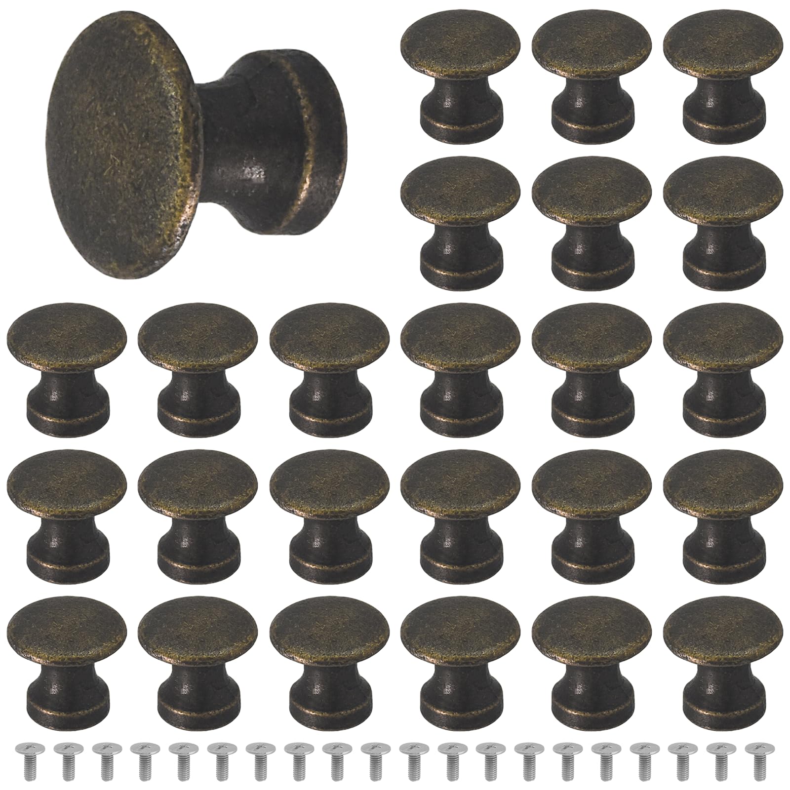 LOLOLE 25PCS Mini Cabinet Knobs, 1/2 Inch Vintage Antique Dresser Knobs ...