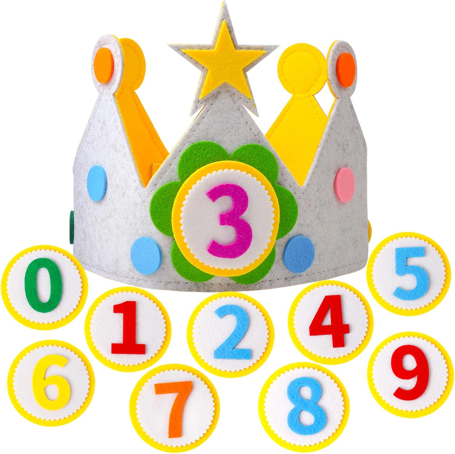 Amazon.com: loghohu Birthday Crown Hat With Numbers Felt Crown Birthday ...