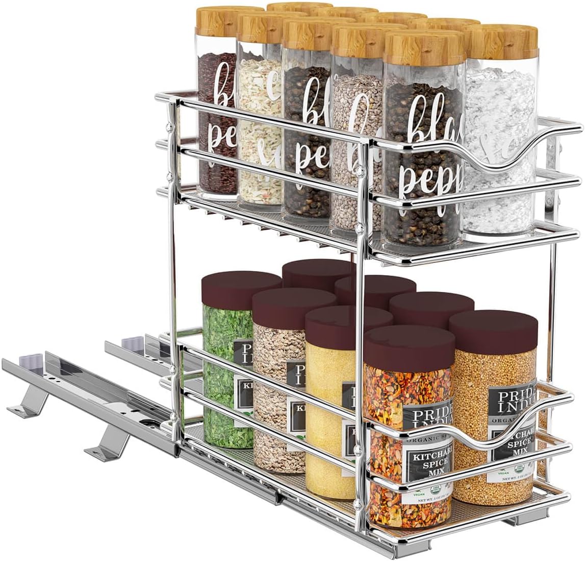 Amazon.com: SpaceAid Pull Out Spice Rack Organizer for Cabinet, Heavy ...