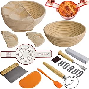 Amazon.com: GUXVNE 16PCS Bread Proofing Basket Kit, 9 In Round ...