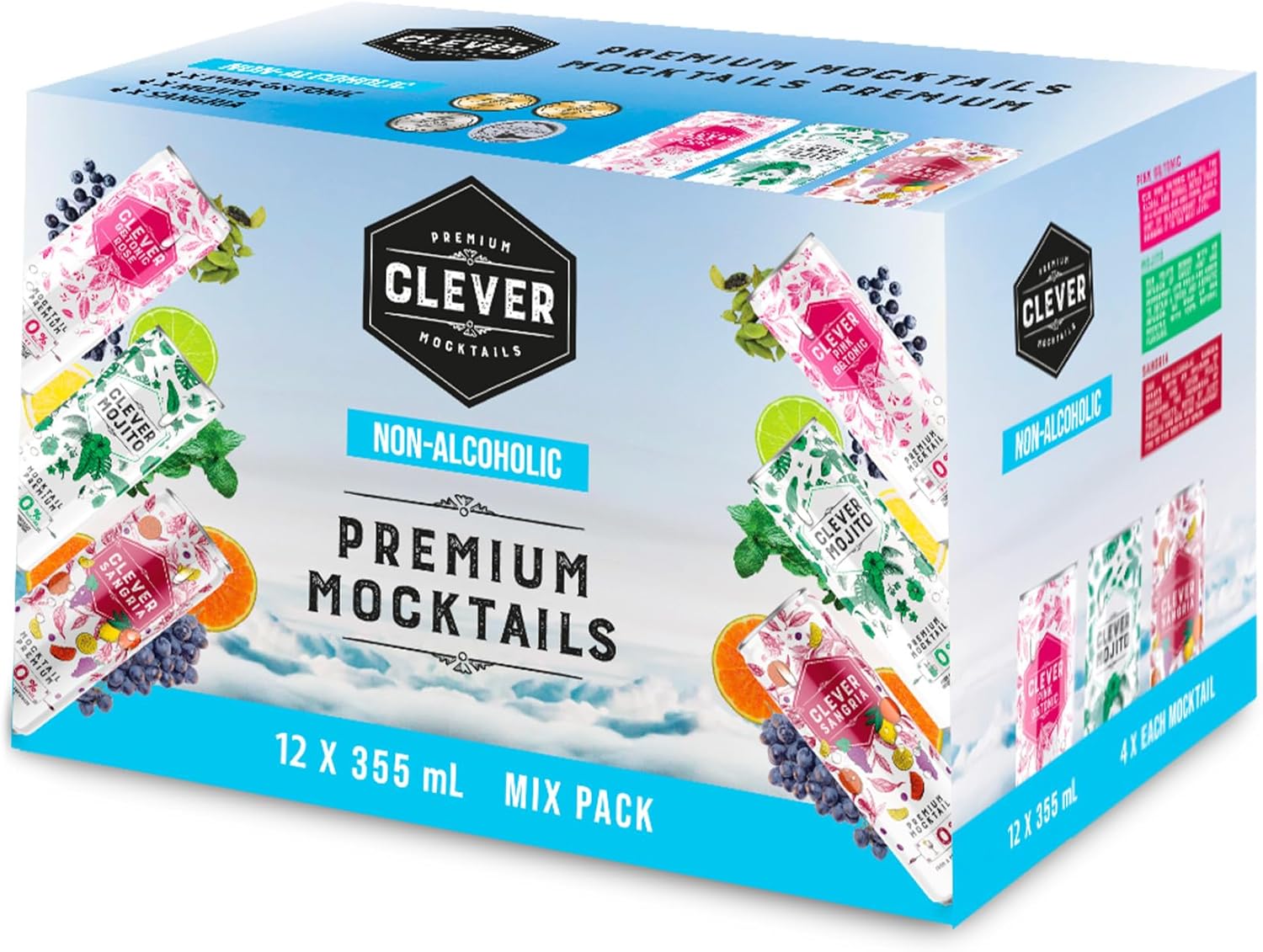 CLEVER - Nonalcoholic Mocktails Mix Pack, 3 Mocktails Non-alcoholic ...