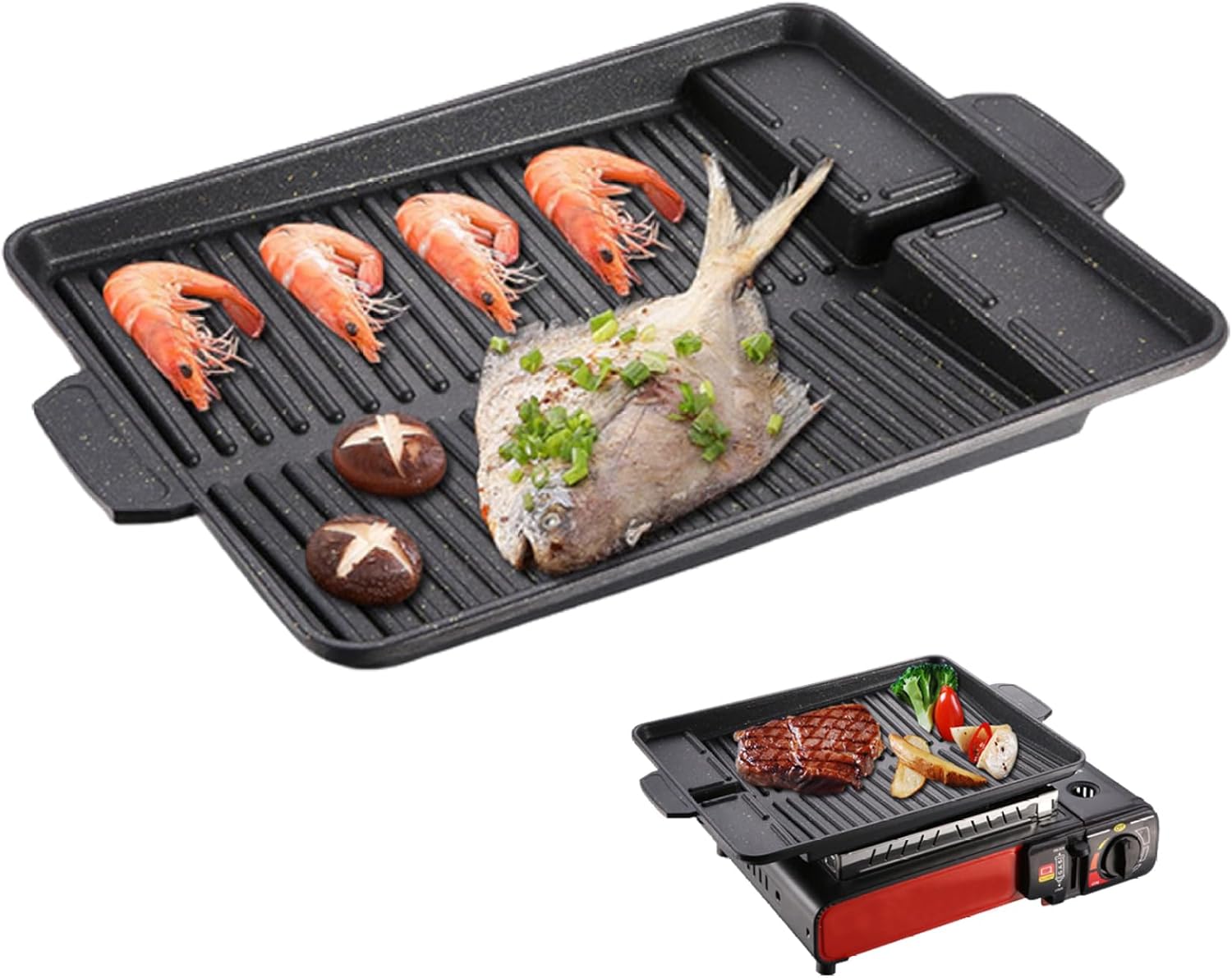 1PC Grill Plate 14.57x10.24 Inch BBQ Grill Rack Grill Non-Stick Cast ...