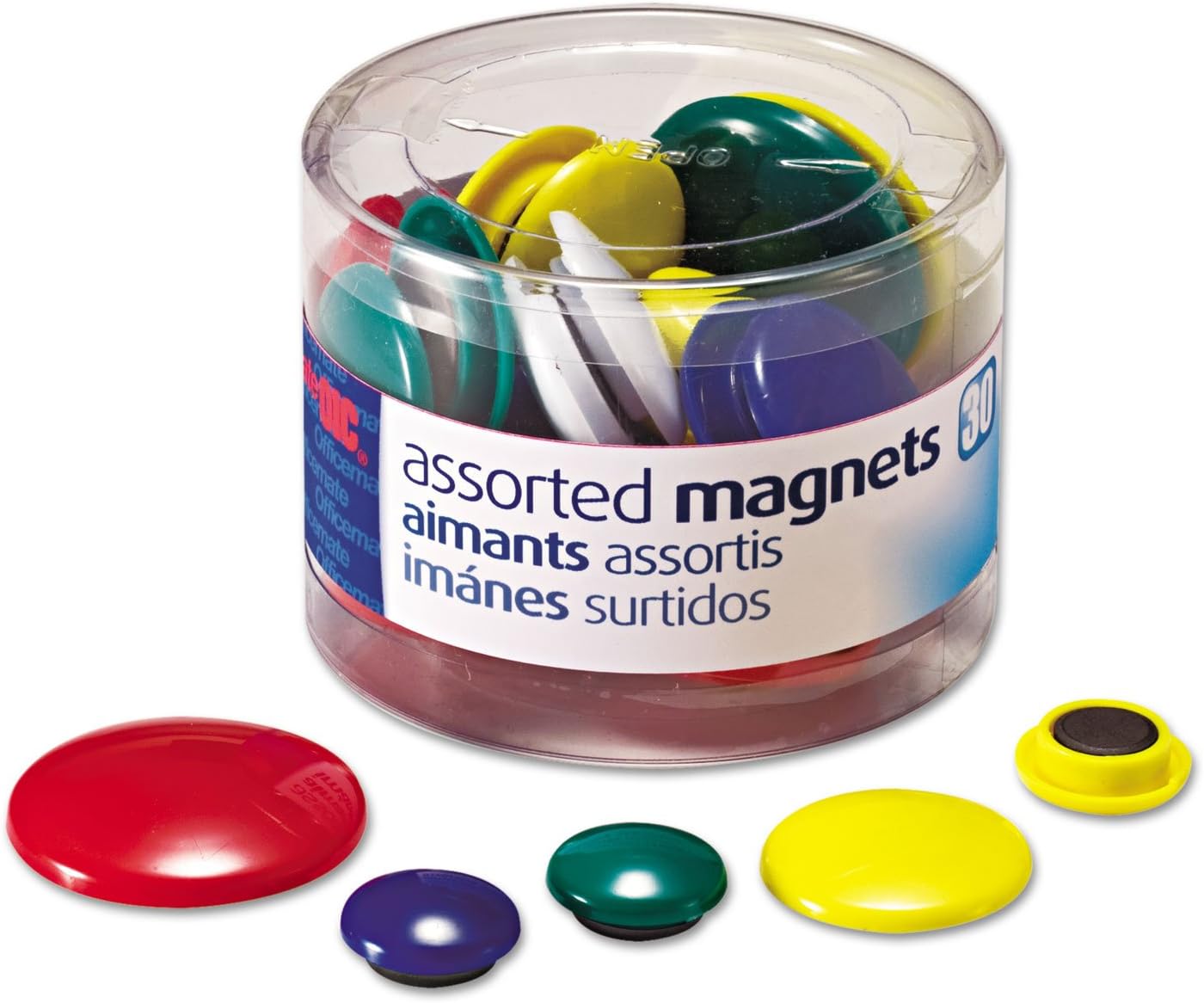 Amazon.com: Assorted Magnets, Circles, Assorted Sizes & Colors, 30/Tub ...