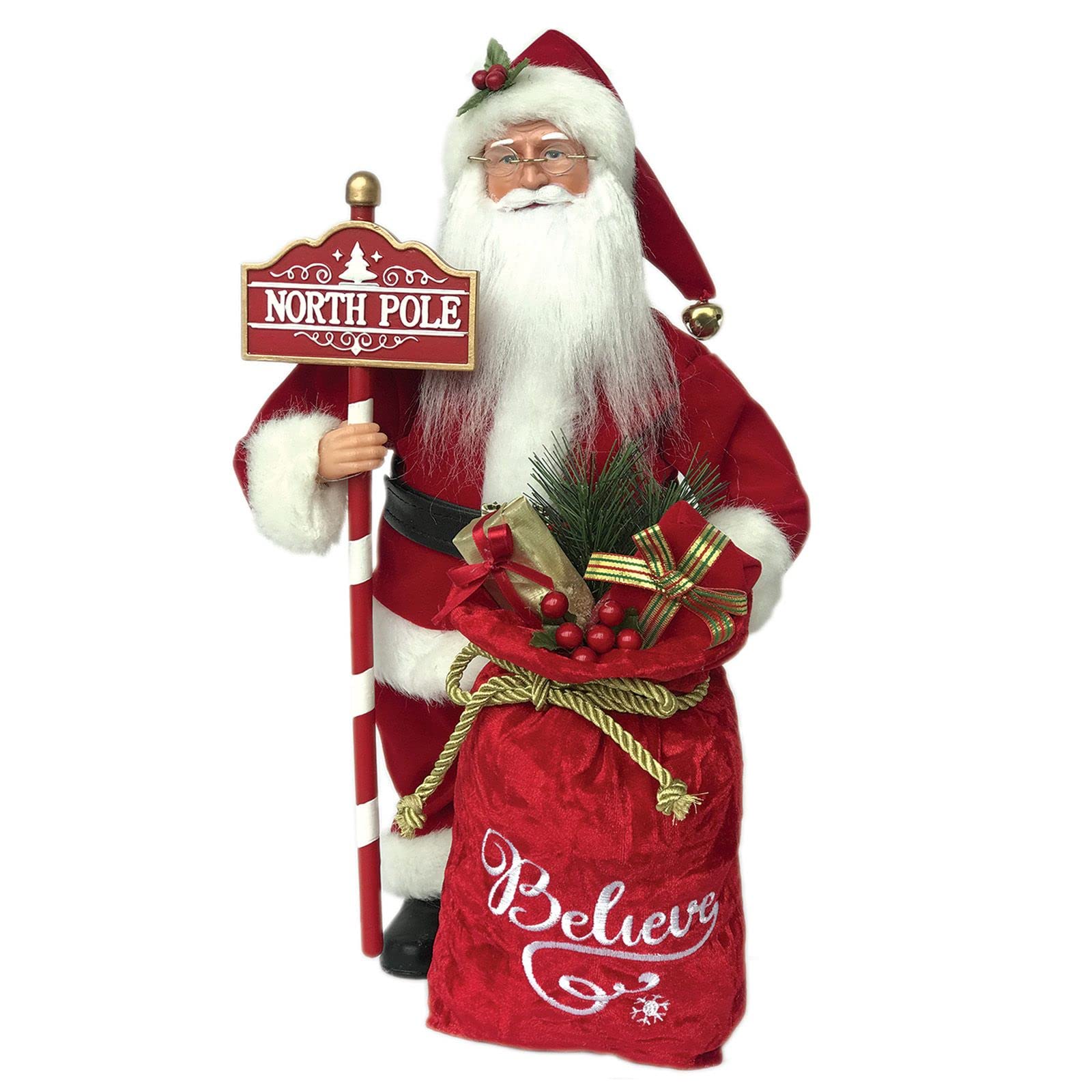 Amazon.com: CC Christmas Decor 16" Traditional Santa Claus with North ...