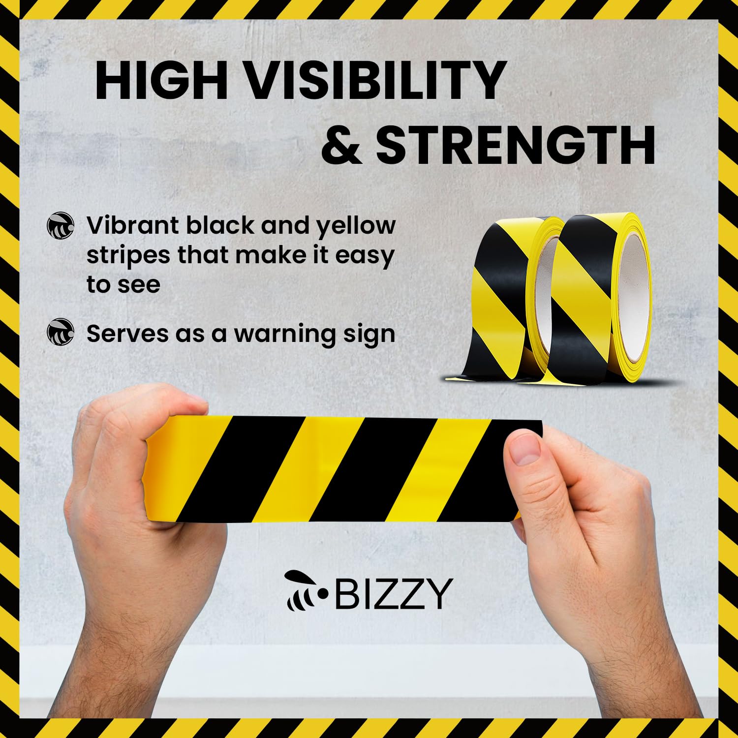 Snapklik.com : Black And Yellow Safety Tape 2" X 108 Industrial Yellow ...