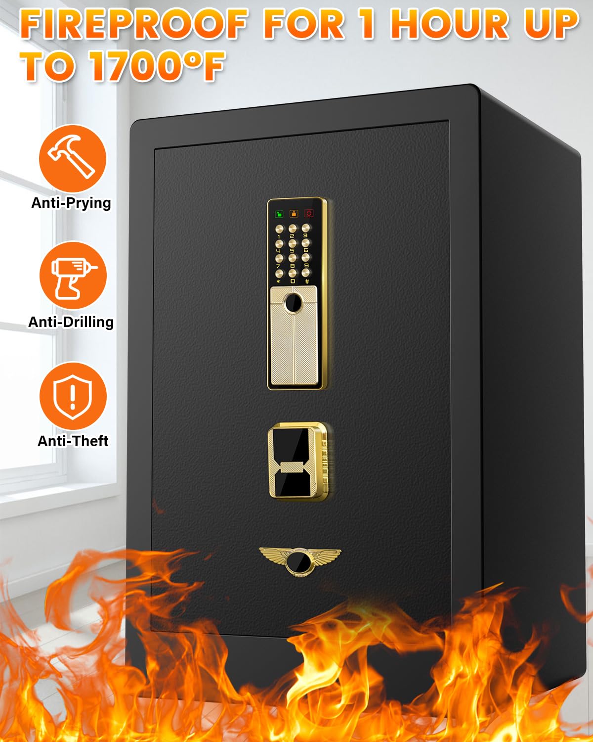 4.8 Cuft Extra Large Fireproof Safe Box For Home, Heavy Duty Digital ...