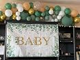 Sage Green Baby Shower Decorations - Retro Green with Gold Balloons ...
