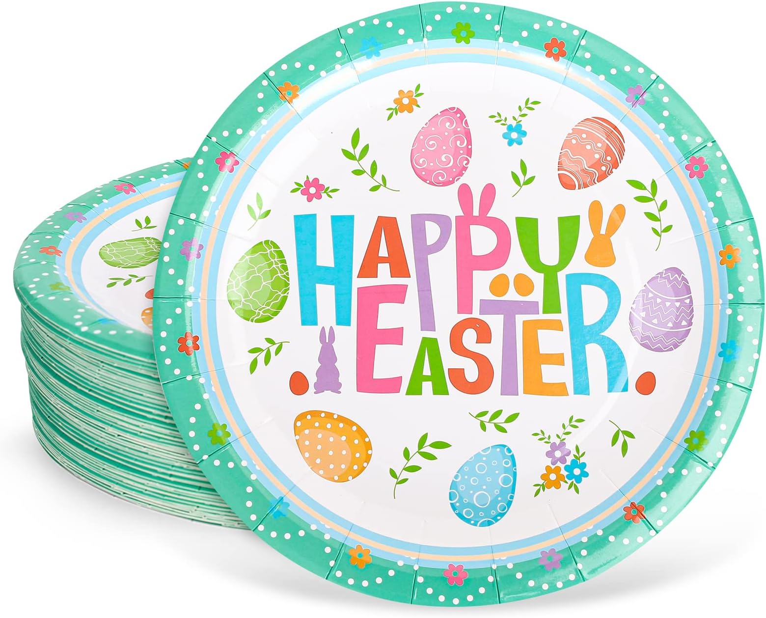 Amazon.com: 48Pcs Easter Colors Paper Plates, Easter Egg Shaped ...
